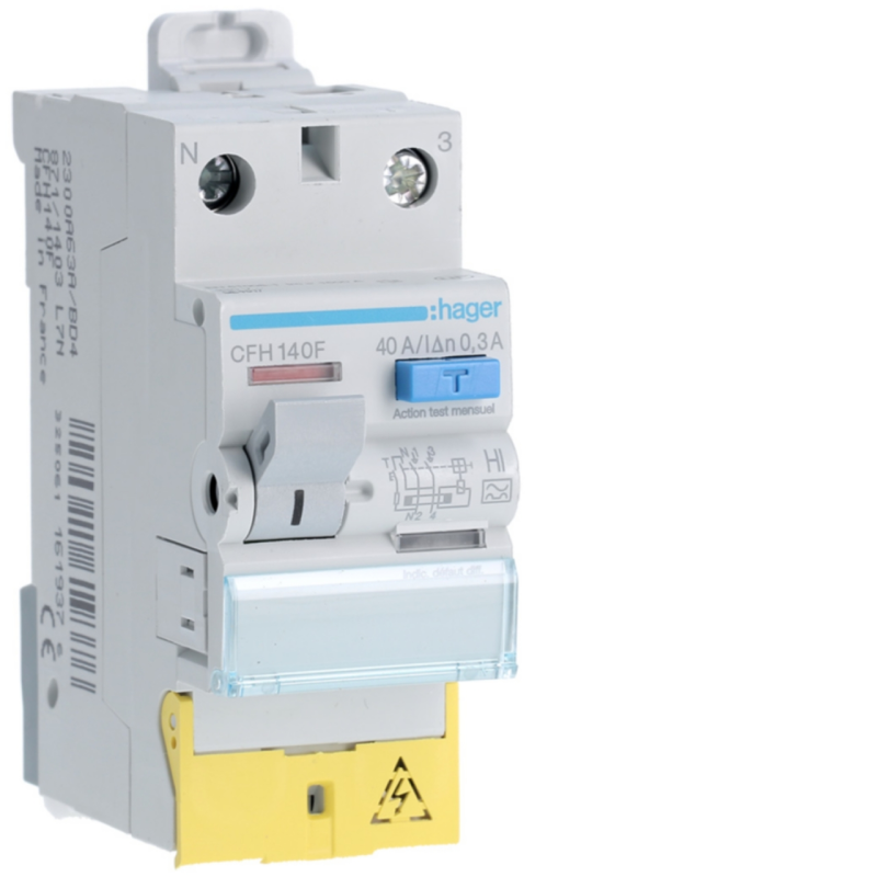 Hager CFH140F Interruptor diferencial 1P+N 40A 300mA tipo imunidade