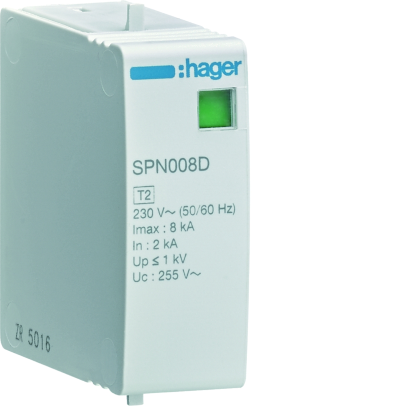 Hager SPN008D Cartridge 8kA 255V for lightning arrester plug-in