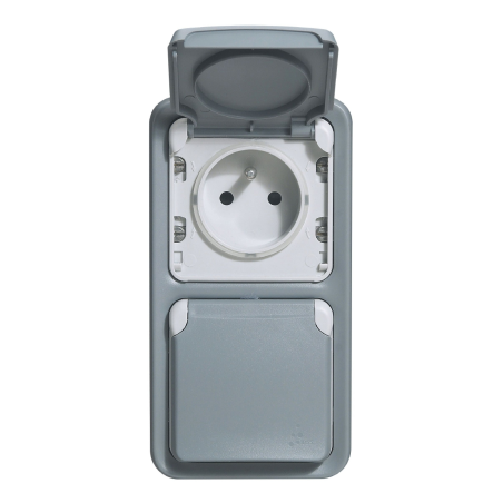 Legrand 069913 Double earthed socket outlet Plexo apparent vertical