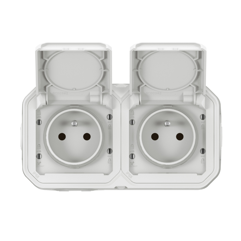 Legrand 070025 Double socket outlet horizontal with shutter Plexo
