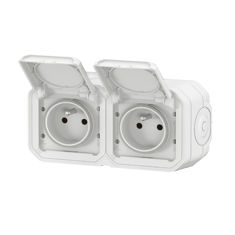 Legrand 070025 Double socket outlet horizontal with shutter Plexo