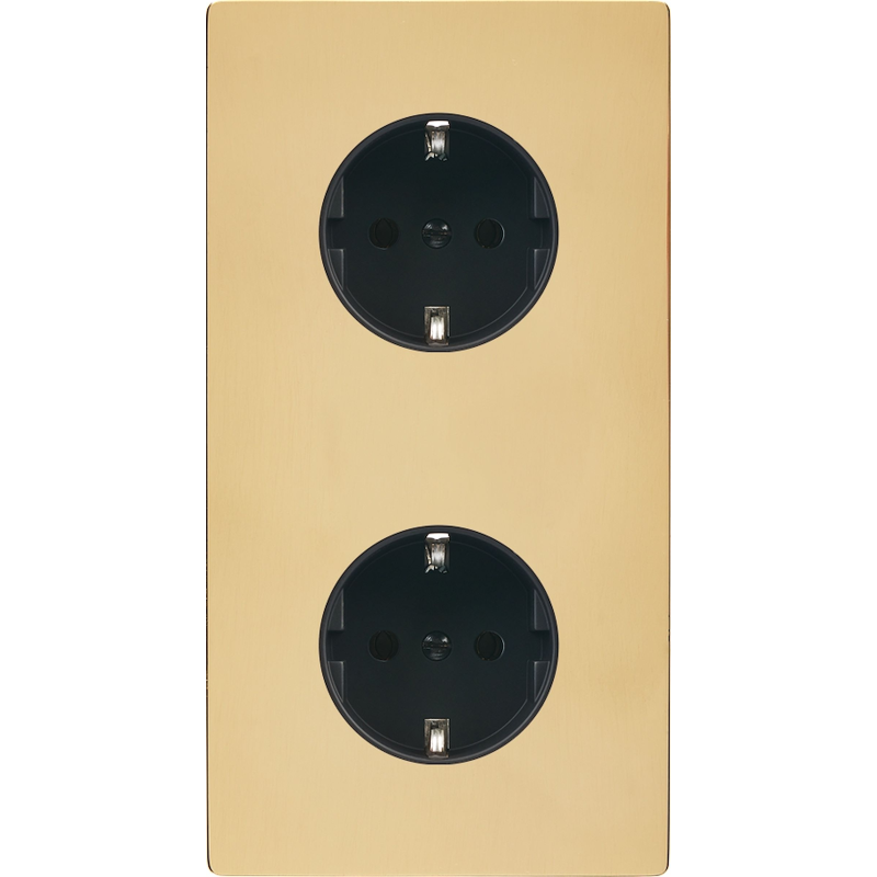 Modelec 280542M-K Façade 'M' laiton verni double verticale 1 prise