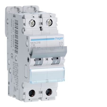 Hager NKN216 Circuit breaker 2P 10-15kA curve C - 16A 2 modules