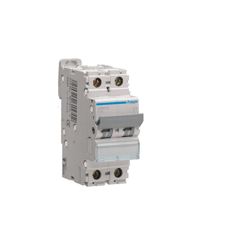 Hager NRN210 Disjoncteur 2P 25kA courbe C - 10A 2 modules