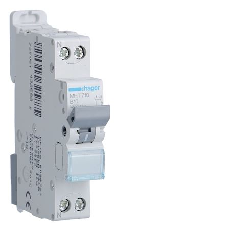 Hager MHT710 Disjoncteur 1P+N 4.5-6kA courbe B - 10A 1 module
