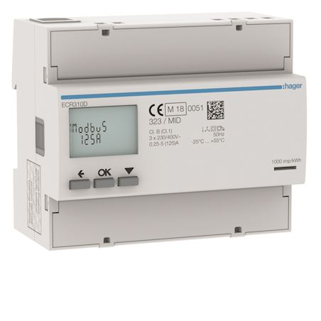 Hager ECR310D Energy meter three-phase direct reading 125A