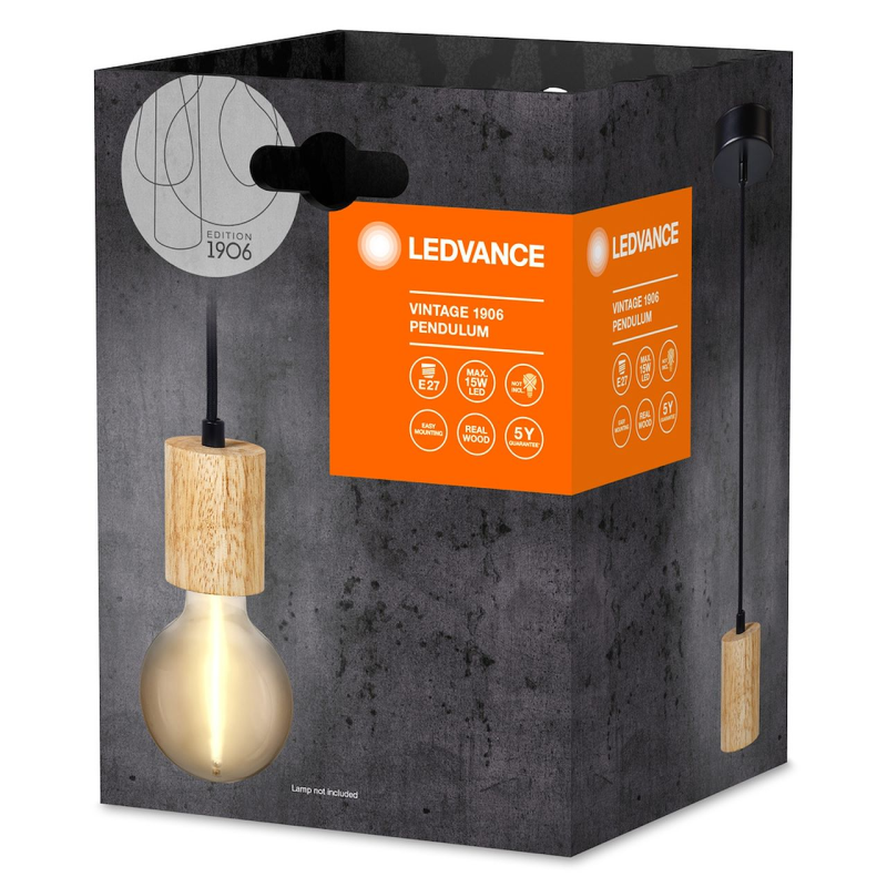 Ledvance 092503 Suspension Pendulum CYLINDER Vintage 1906 wood E27