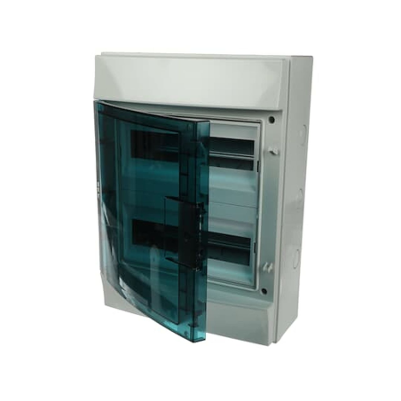 Mistral65H- Coffret Etanche-2R x 12 modules-Porte Transp.-RAL7035-GWT 750°c