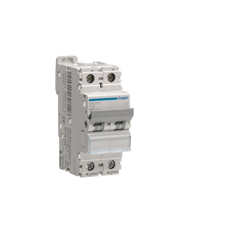 Hager NFN216 Disjoncteur 2P 6-10kA courbe C - 16A 2 modules