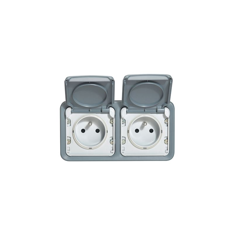 Legrand 069912 Double earthed socket outlet Plexo apparent horizontal