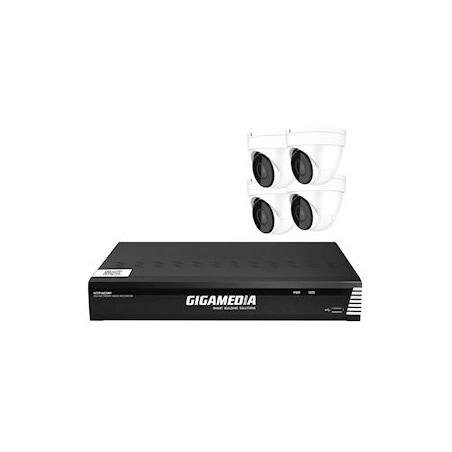 Gigamedia KITIP48CD5MP Kit vidéo surveillance 5MP 4 caméras dômes + 1