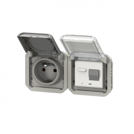 Legrand 069567L Prise de courant différentielle Plexo composable gris