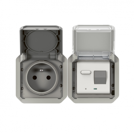 Legrand 069567L Prise de courant différentielle Plexo composable gris